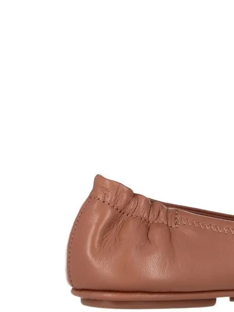 Tory Burch Minnie Travel Ballet Flats With Double T Logo Detail - Brown