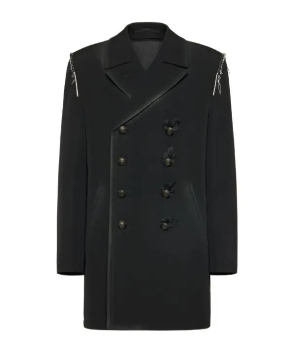 MAISON MARGIELA Double-breasted Frayed Detail Jacket - Black