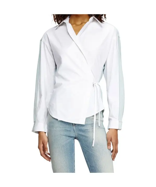 DIESEL® Paneled Wrap Shirt With Oval D Ornaments