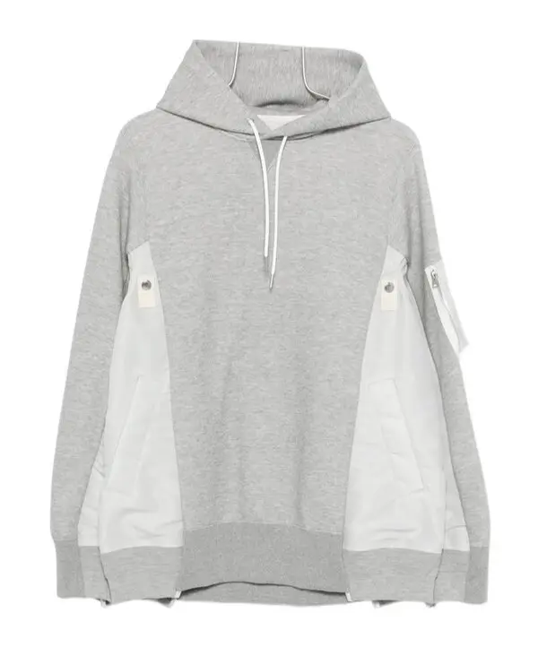 Sacai Zip-detailed Hoodie - Gray