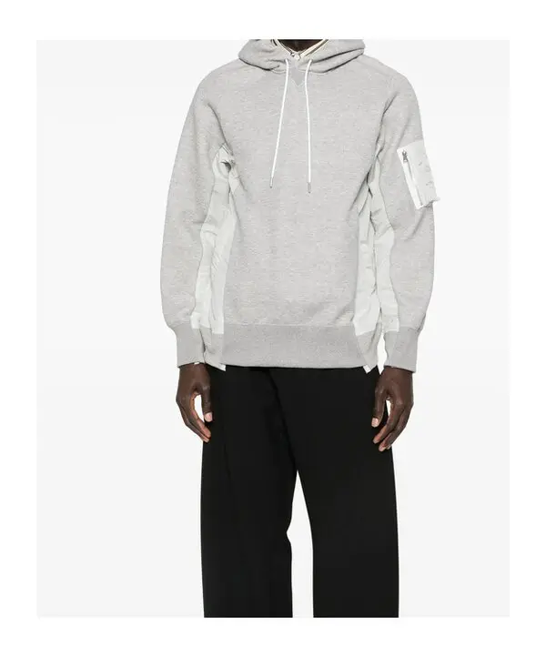 Sacai Zip-detailed Hoodie - Gray