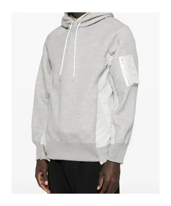 Sacai Zip-detailed Hoodie - Gray