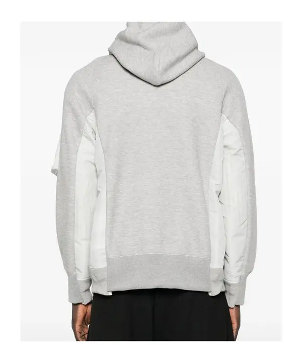 Sacai Zip-detailed Hoodie - Gray