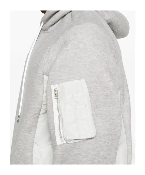 Sacai Zip-detailed Hoodie - Gray
