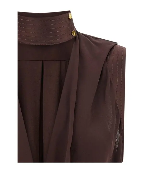 Elisabetta Franchi Draped High-neck Top - Brown