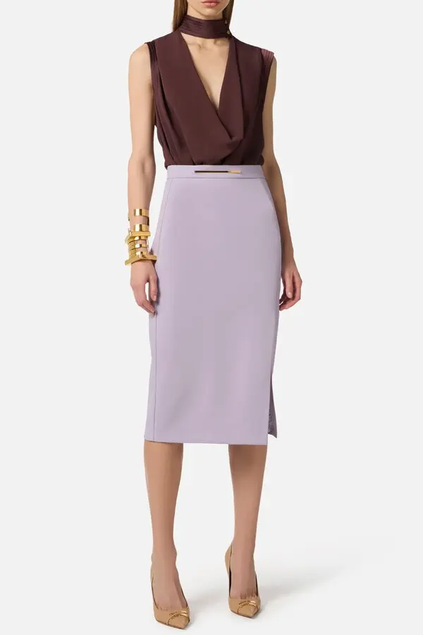 Elisabetta Franchi Draped High-neck Top - Brown