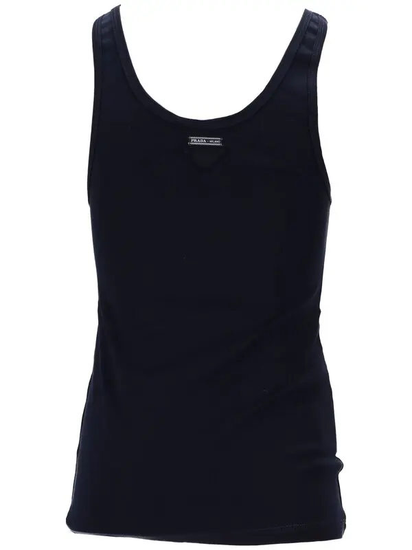 Prada Triangle-patch Scoop Neck Tank Top - Navy Blue