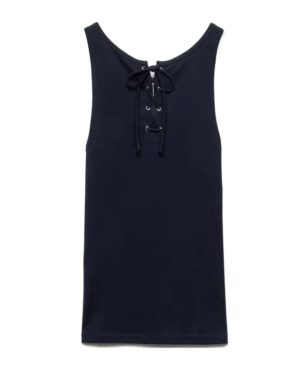 Prada Triangle-patch Scoop Neck Tank Top - Navy Blue