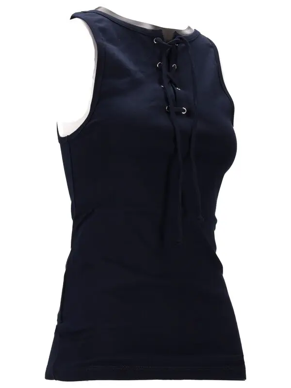 Prada Triangle-patch Scoop Neck Tank Top - Navy Blue