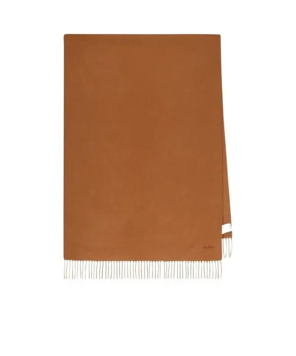 Max Mara Fringed Embroidered-logo Scarf - Brown