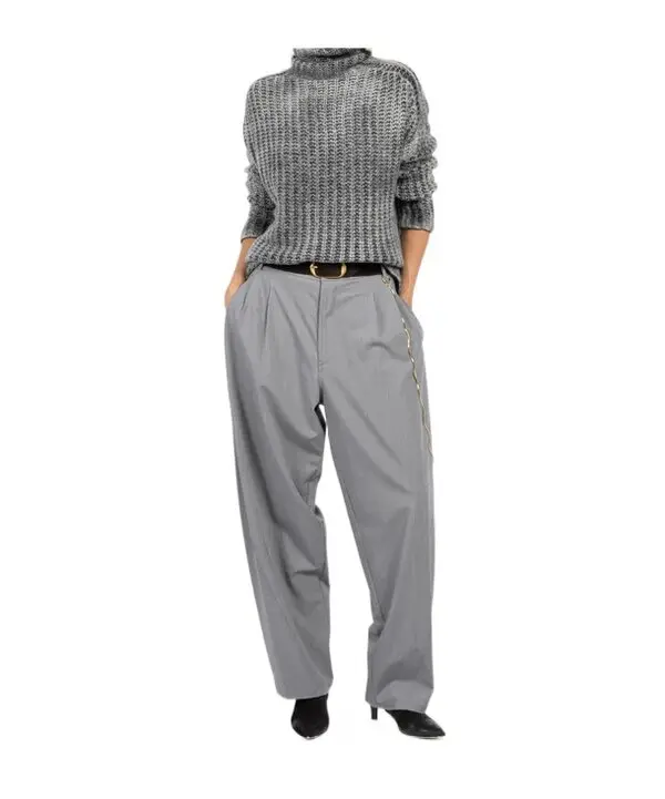 DARKPARK Phebe Chain-detail Wide-leg Trousers - Gray