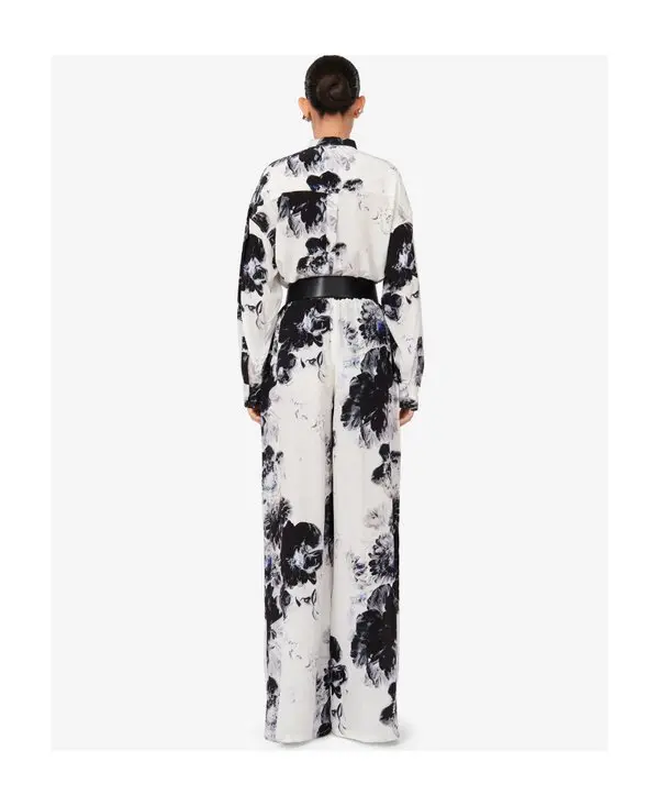 Alexander McQueen Floral Printed Elasticated Waistband Trousers - White