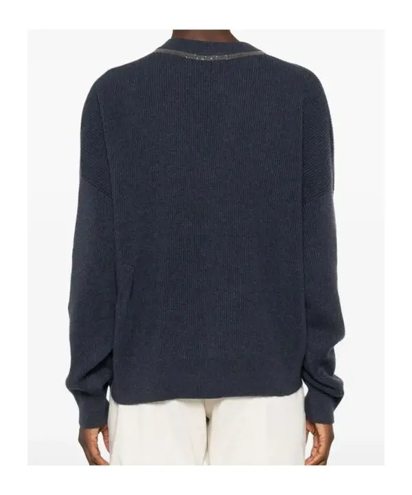Brunello Cucinelli Monili Trim V-neck Cashmere Top