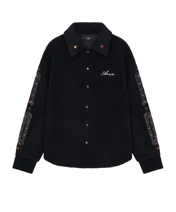 Amiri Embellished Collared Long Sleeve Casual Jacket - Black
