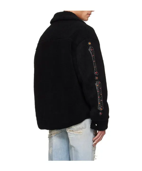 Amiri Embellished Collared Long Sleeve Casual Jacket - Black