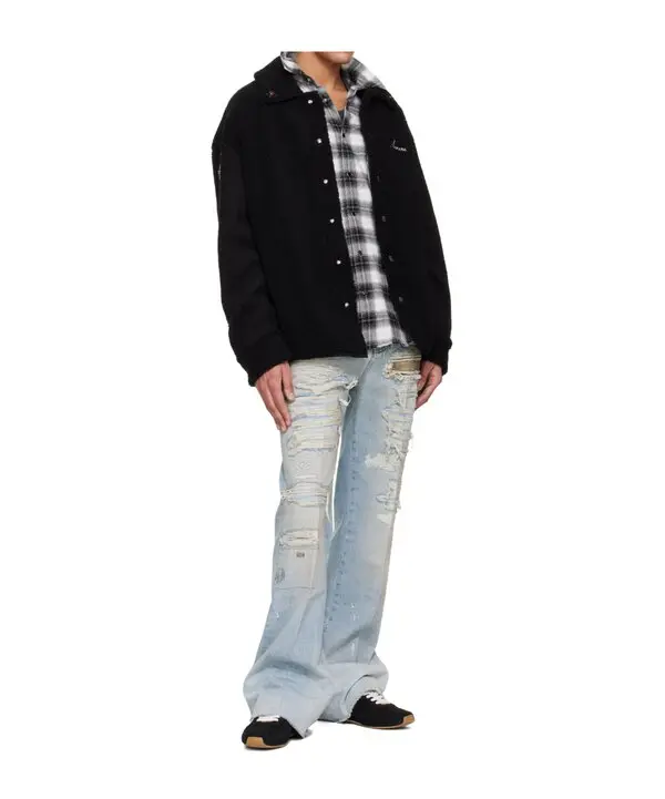 Amiri Embellished Collared Long Sleeve Casual Jacket - Black