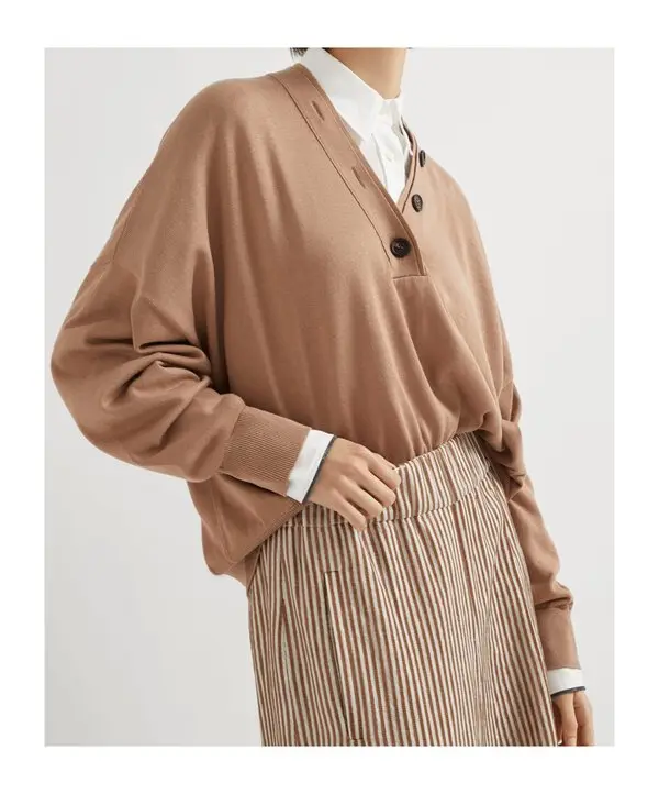 Brunello Cucinelli V-neck Buttoned Jumper