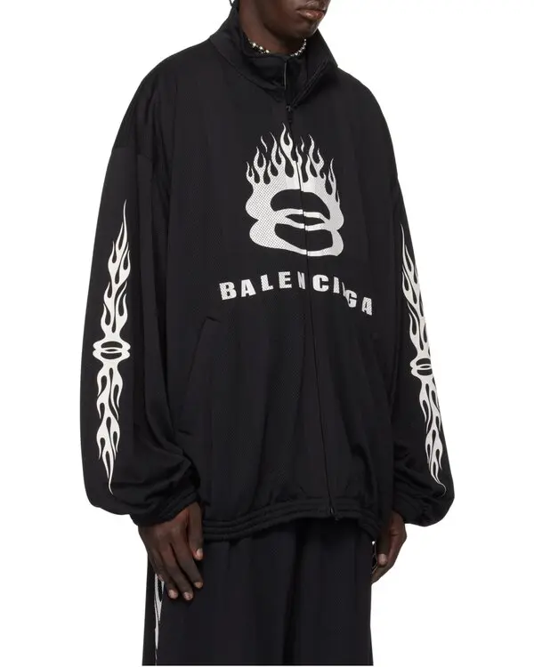Balenciaga Flame Print Zipped Jacket