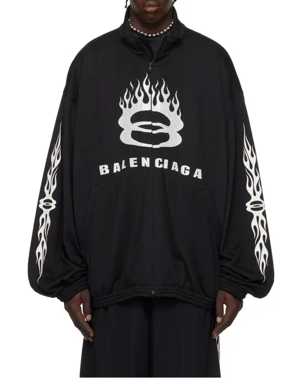 Balenciaga Flame Print Zipped Jacket