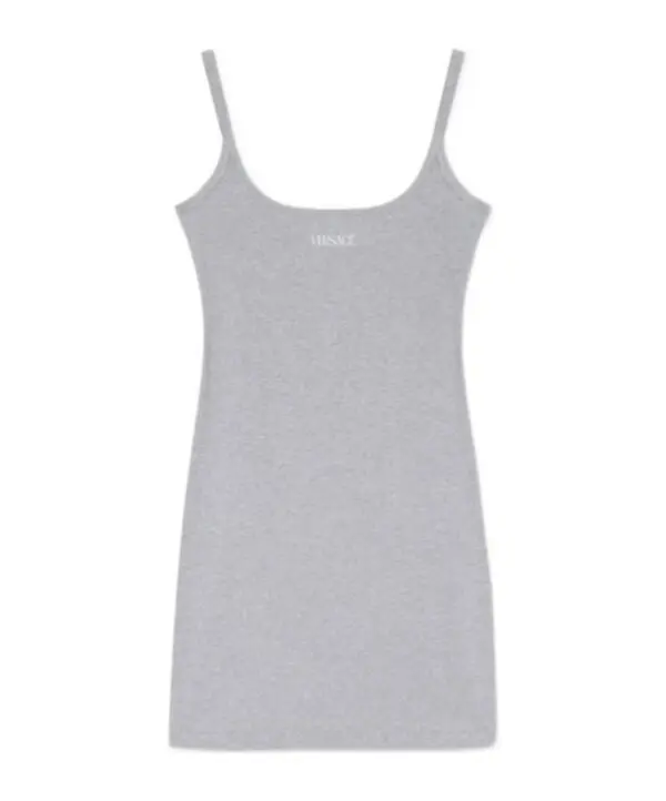 Versace Logo Embroidered Ribbed Mini Dress