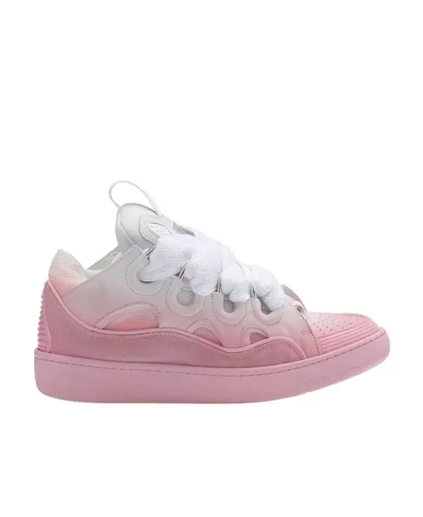 LANVIN Curb Lace-up Panelled Sneakers - Pink