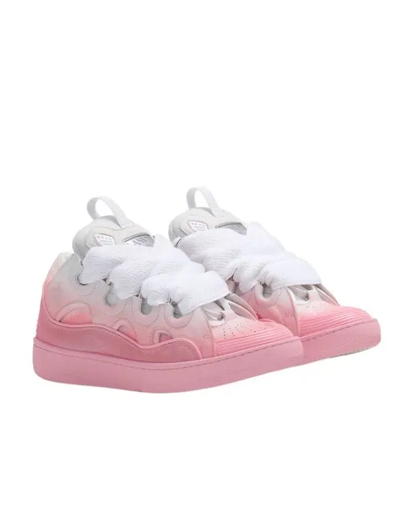 LANVIN Curb Lace-up Panelled Sneakers - Pink