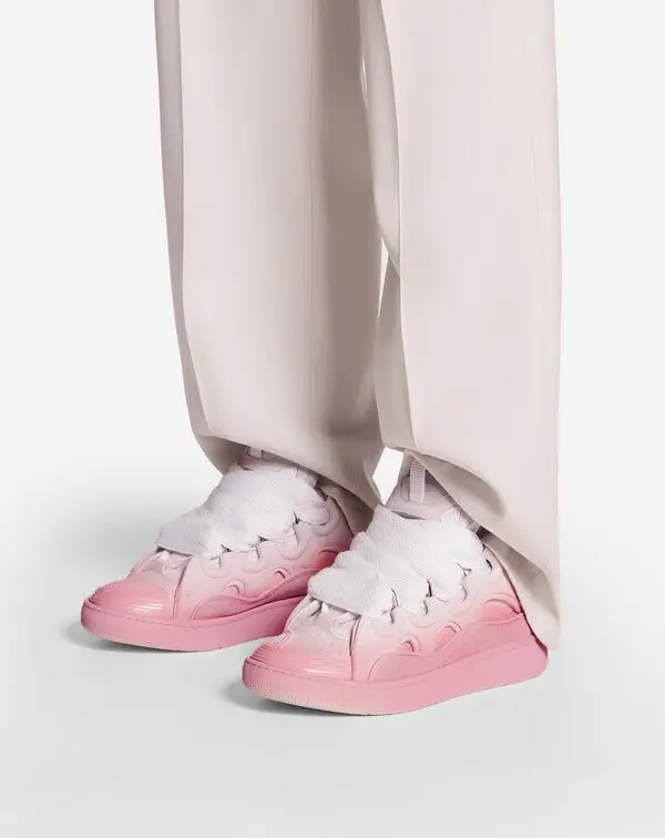 LANVIN Curb Lace-up Panelled Sneakers - Pink