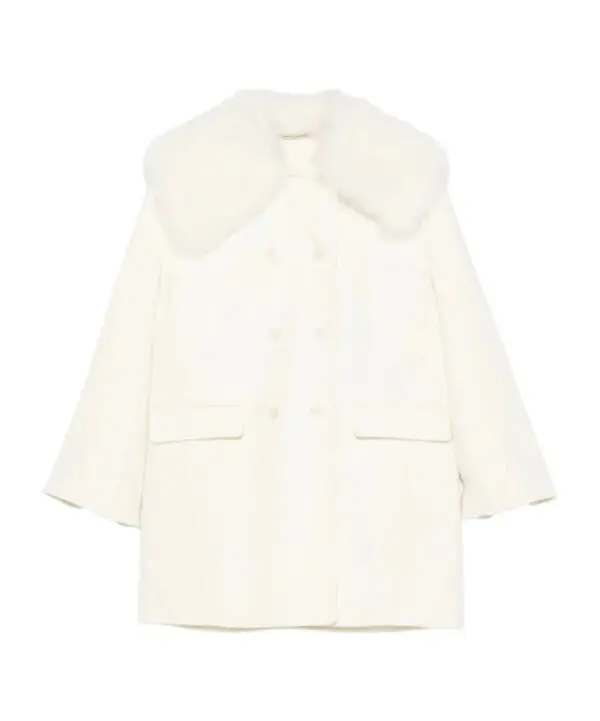 Ermanno Scervino Shearling-trim Double-breasted Coat - White