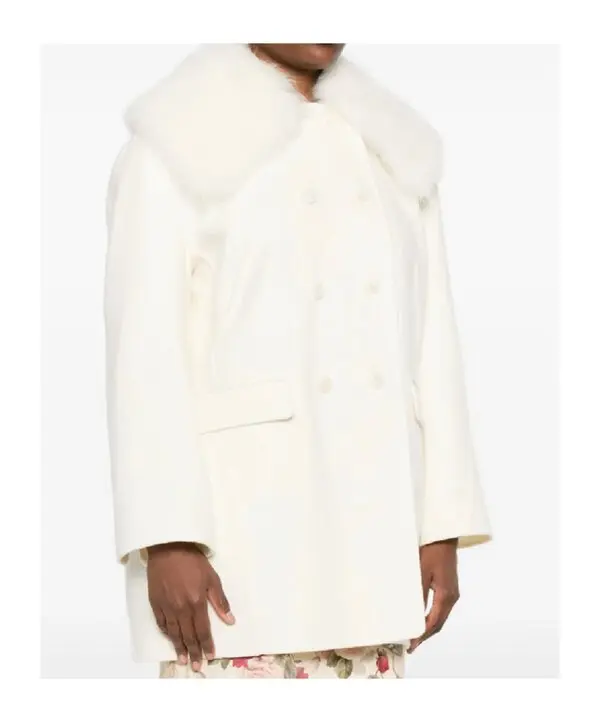 Ermanno Scervino Shearling-trim Double-breasted Coat - White