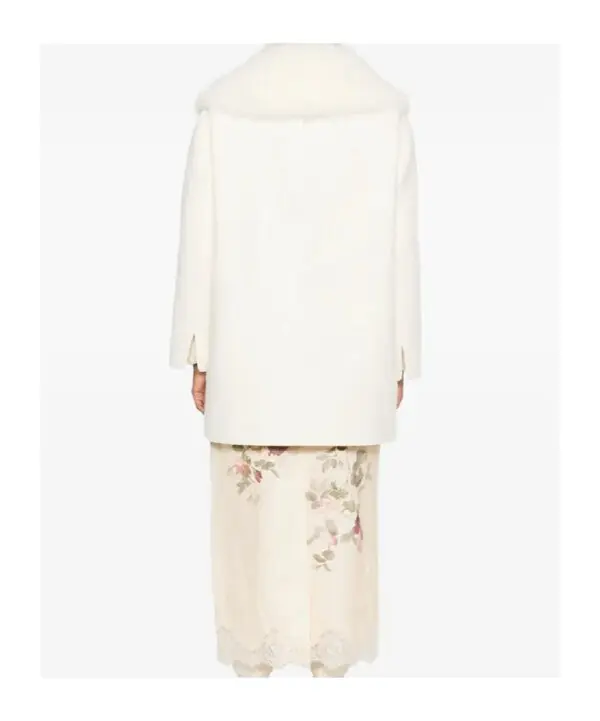 Ermanno Scervino Shearling-trim Double-breasted Coat - White