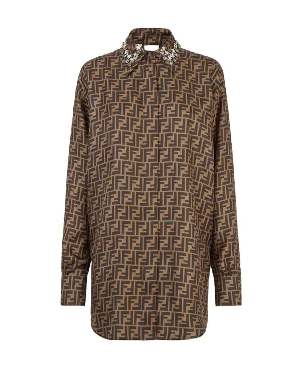 Fendi Logo Jacquard Back Slit Midi Dress - Brown