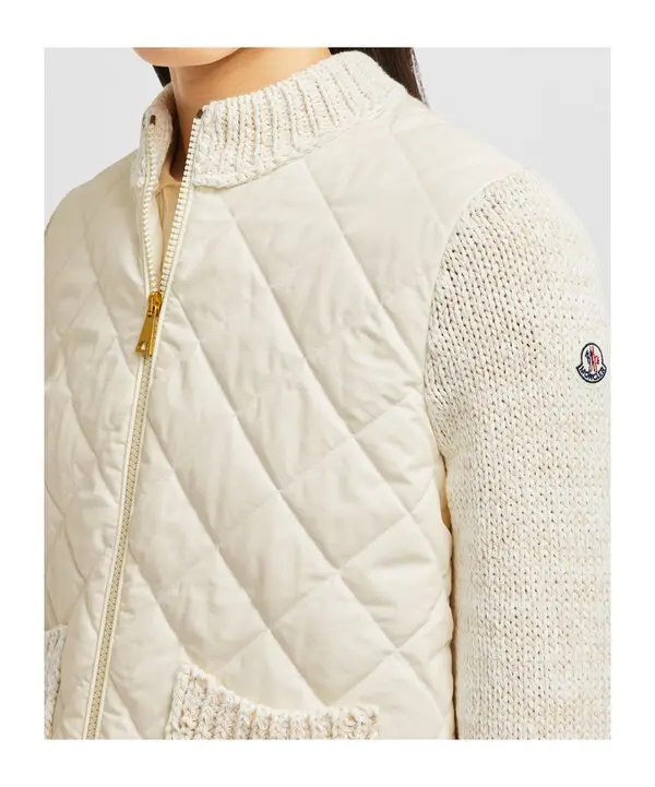 Moncler Zip-up Quilted Jacket With Ribbed Knit Details
