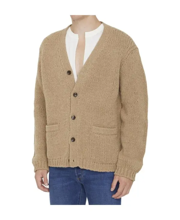 Gucci V-neck Long-sleeved Cardigan With Embroidered Logo