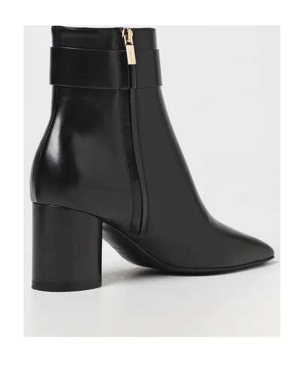 FERRAGAMO Leather Pointed Toe Buckle Boots