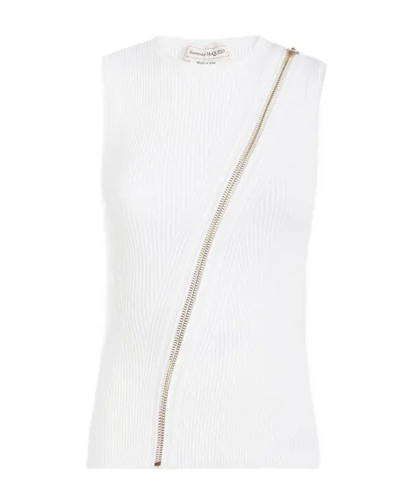 Alexander McQueen Sleeveless Knitted Top With Zipper Detail