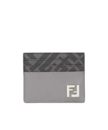 Fendi Ff Squared Card Holder - Grey