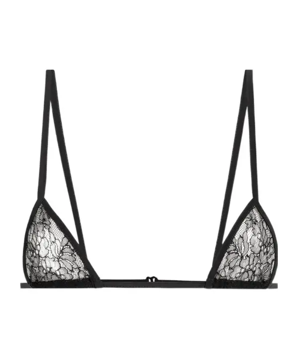 Dolce & Gabbana Lace-trimmed Triangle Bra - Black