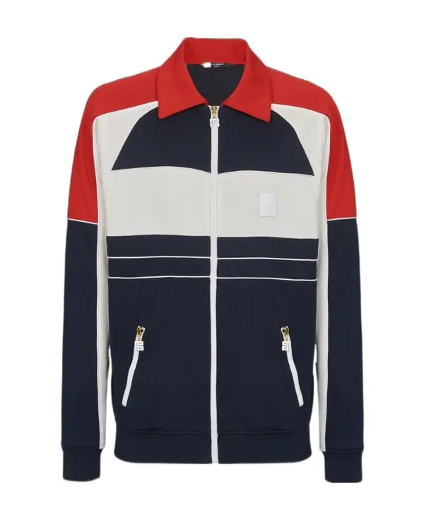 Balmain 70s" Logo Patch Detail Zip-up Sweatshirt - Black