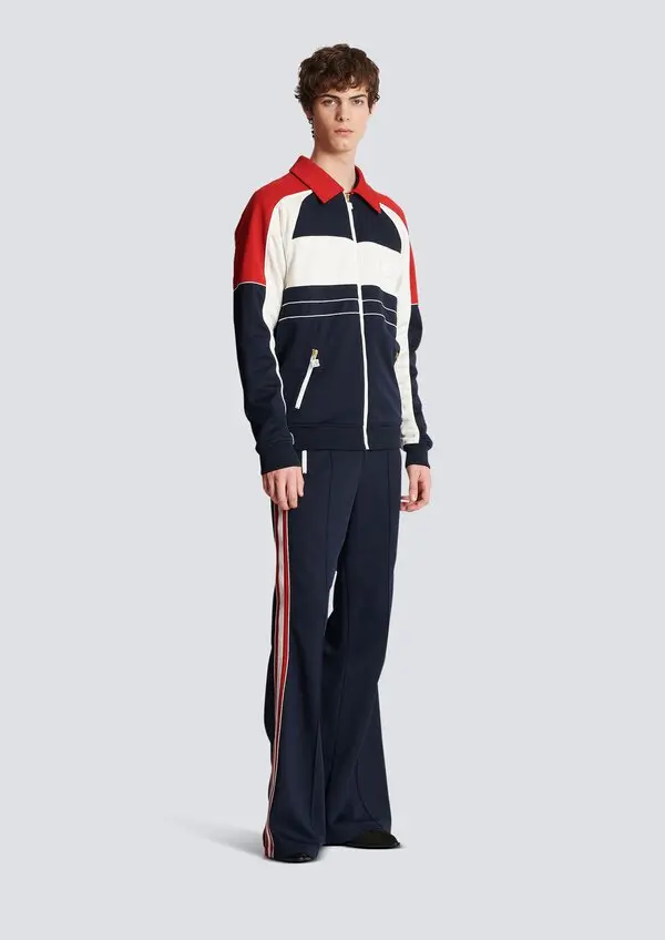 Balmain 70s" Logo Patch Detail Zip-up Sweatshirt