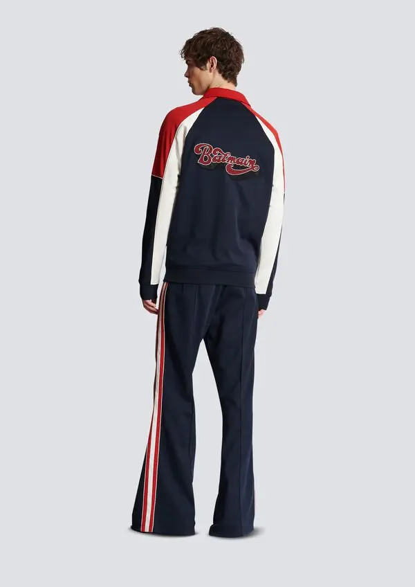 Balmain 70s" Logo Patch Detail Zip-up Sweatshirt