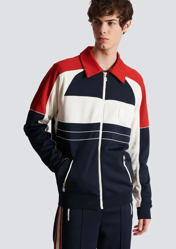 Balmain 70s" Logo Patch Detail Zip-up Sweatshirt