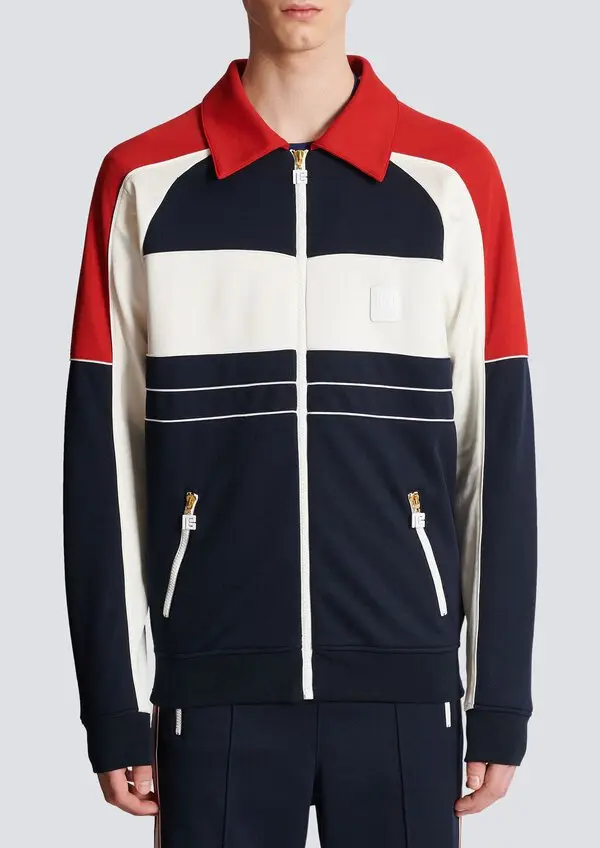 Balmain 70s" Logo Patch Detail Zip-up Sweatshirt