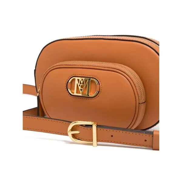 Mcm Mode Travia Mini Crossbody Bag With Logo Plaque - Orange