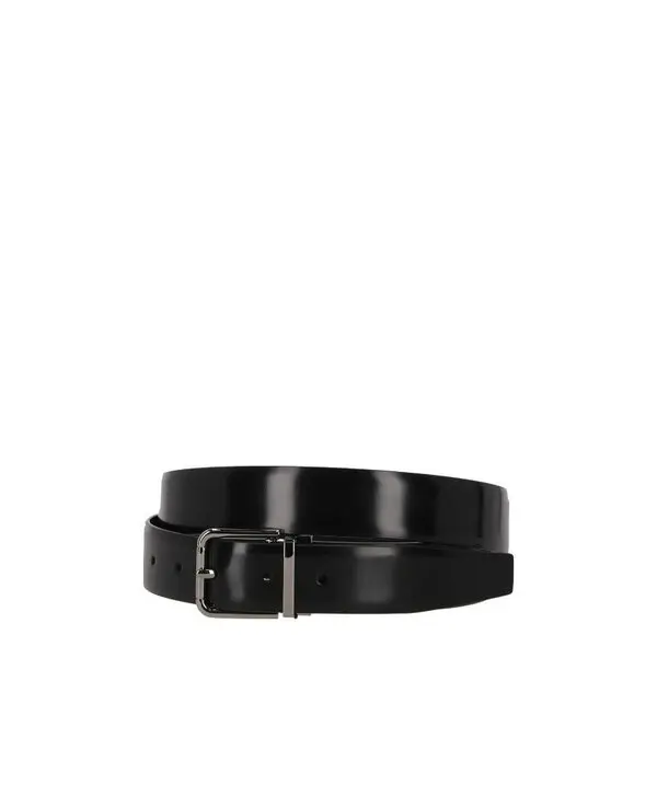Dolce & Gabbana Logo Engraved Leather Belt - Black