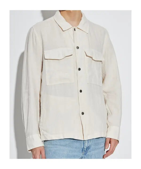 RAG  BONE Rag & Bone Linen Shirt Jacket With Lapel Collar And Flap Pockets