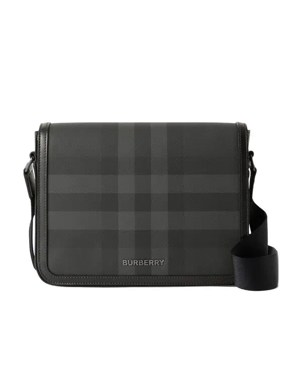 Burberry Alfred Checked Messenger Bag - Black