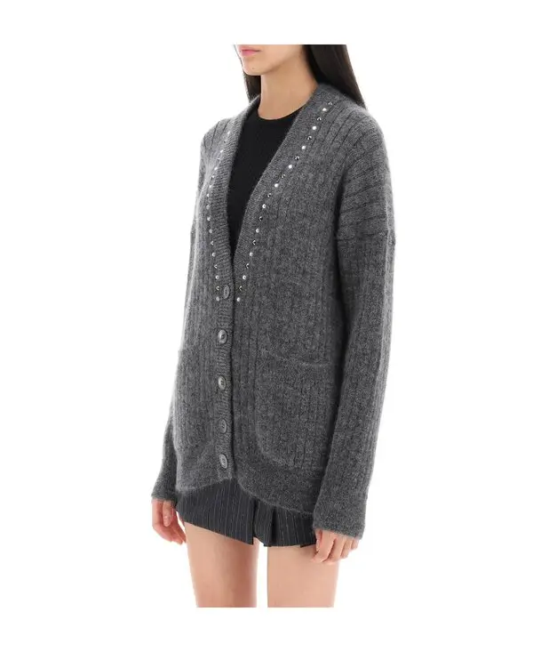 Alessandra Rich Embellished V-neck Cardigan - Black