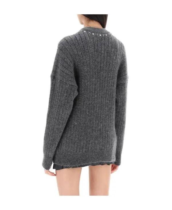 Alessandra Rich Embellished V-neck Cardigan - Black