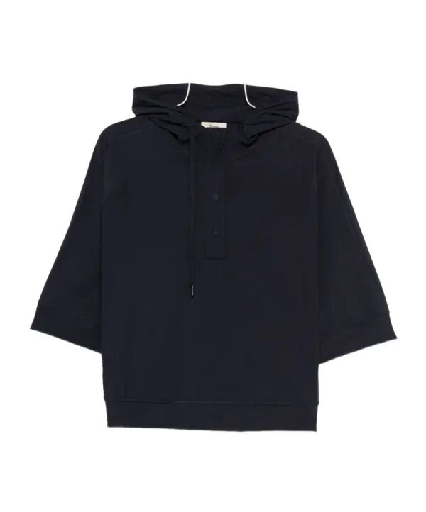 Herno Half-sleeve Hooded Sweatshirt - Black