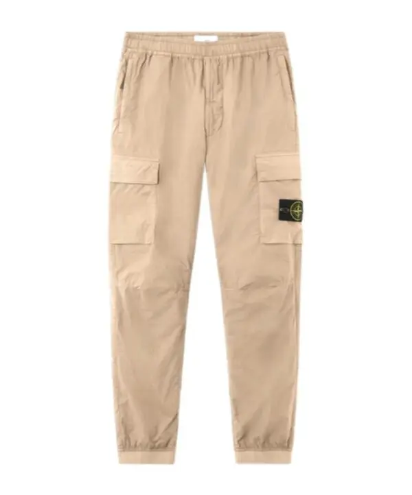 Stone Island Logo Patch Tapered Leg Trousers - Desert